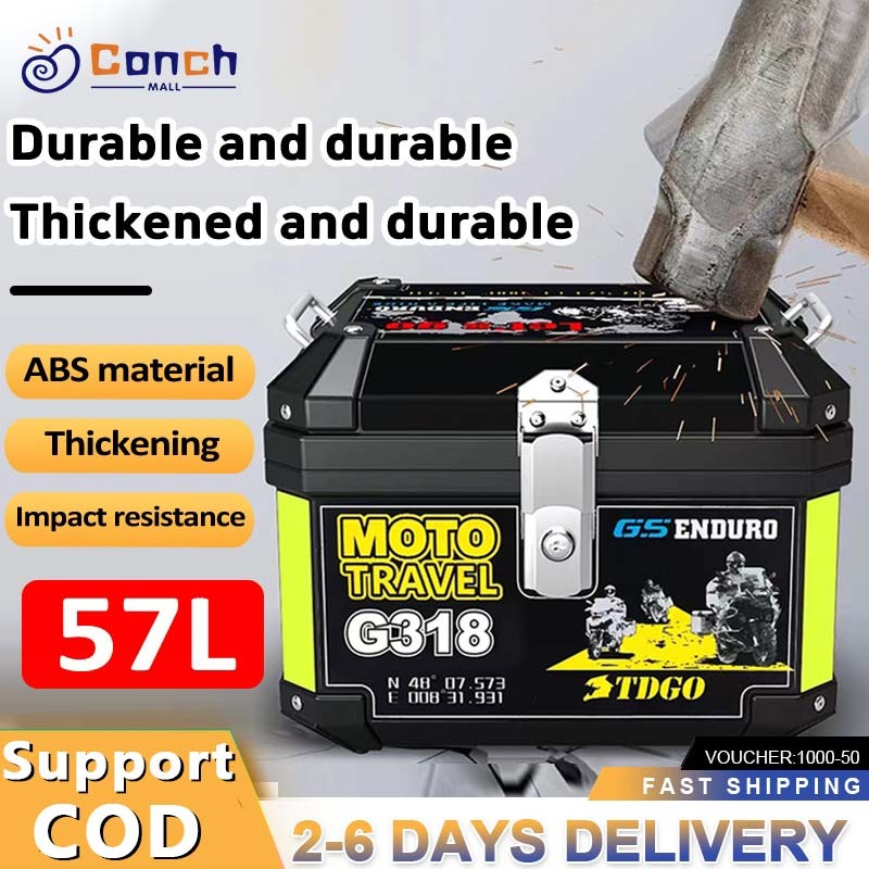 57L Large-capacity Motorcycle Top Box MotorcycleTop Box ABS Material ...