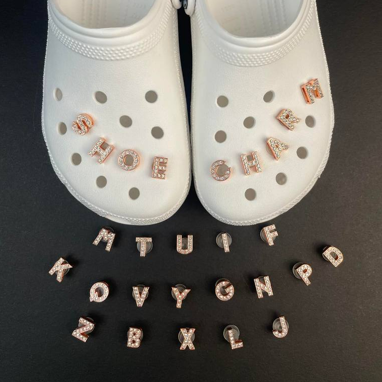 Rose Gold Diamond Metal Letters A-Z & Numbers Series shoe charms ...