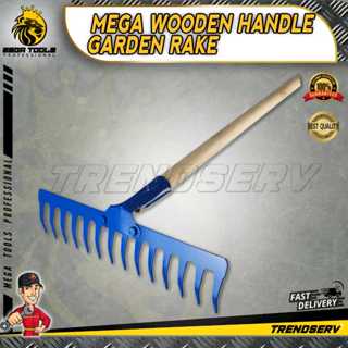 MEGA - Garden Rake 14 Tines for Gardening KALAYKAY WITH WOODEN HANDLE ...