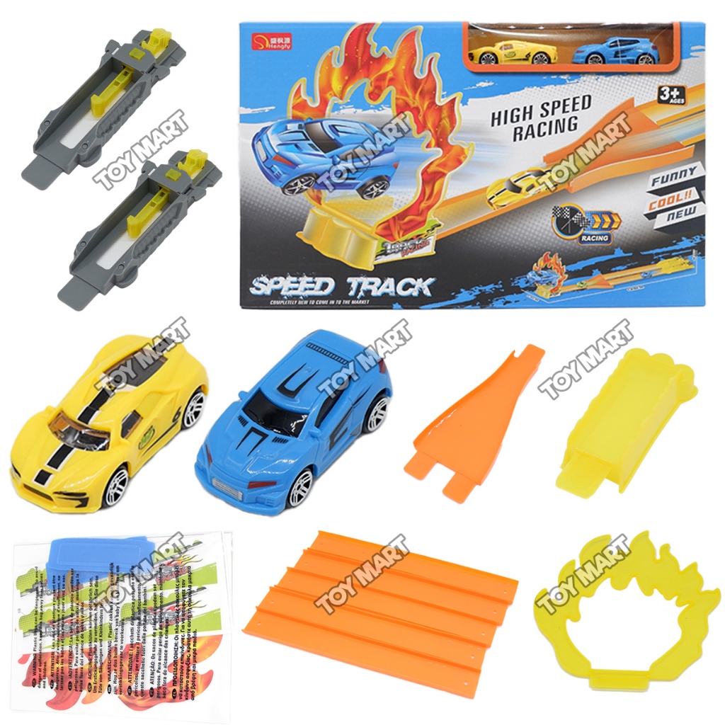 High Speed Race Track Racing Double Rail Ejection Parking Track w/ 2 ...