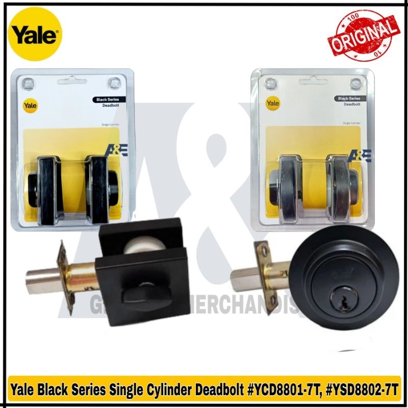 Yale Black Series Single Cylinder Deadbolt YCD8801-7T BK Round ...