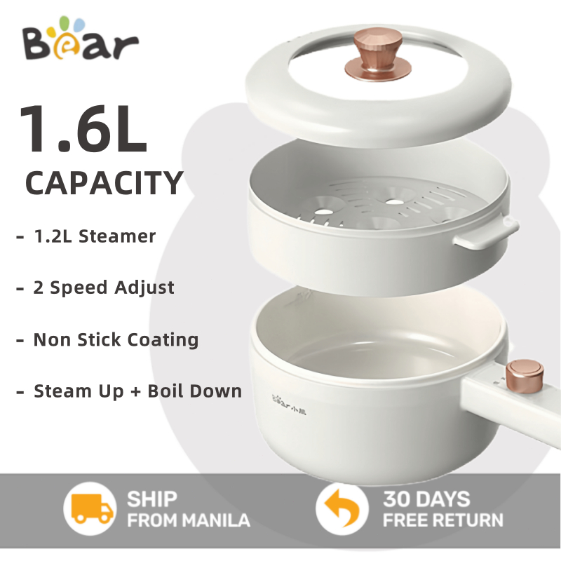Bear Small Rice Cooker with Steamer Electric Pot Portable Cooker Non ...