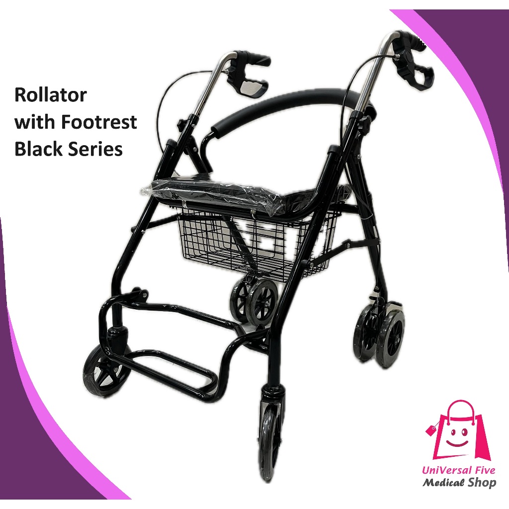 Rollator Walker with Footrest BLACK SERIES Rollator without Footrest ...