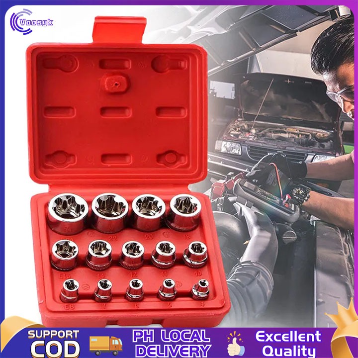 14 pieces of E-shaped star socket set, torx star socket set, 1/4 "3/8 ...