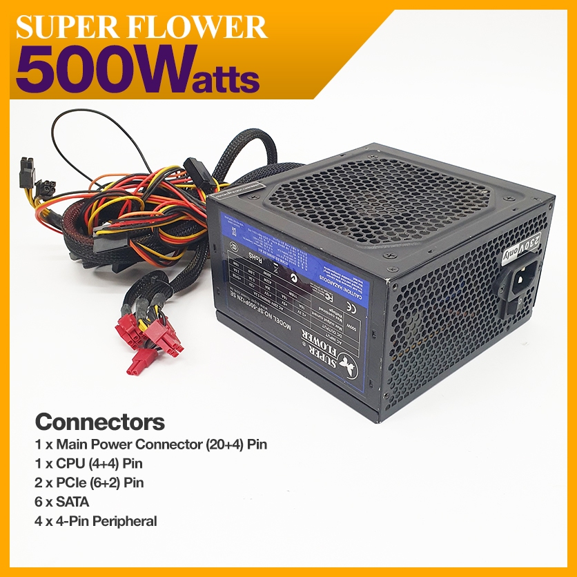 Real TRUE RATED 500W 600W with GPU 8 PIN 6 PIN Power Supply PSU ...