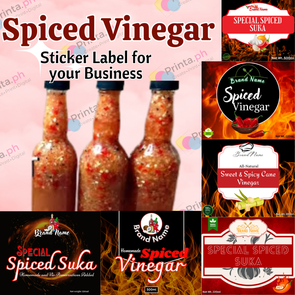 Spiced Vinegar - Customize Sticker Label for your Business with Logo ...