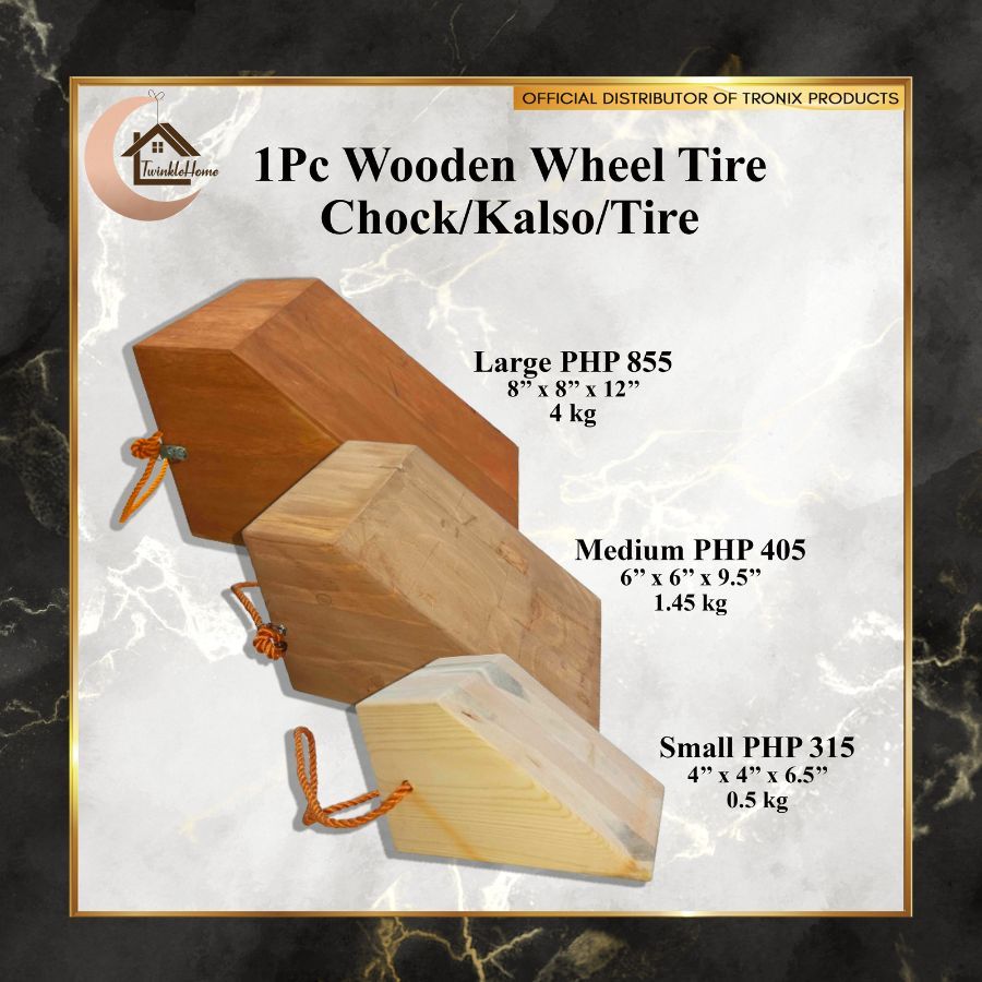 TwinkleHome 1pc Wooden Wheel Tire Chock/Kalso/Wedge (Available in 3 ...