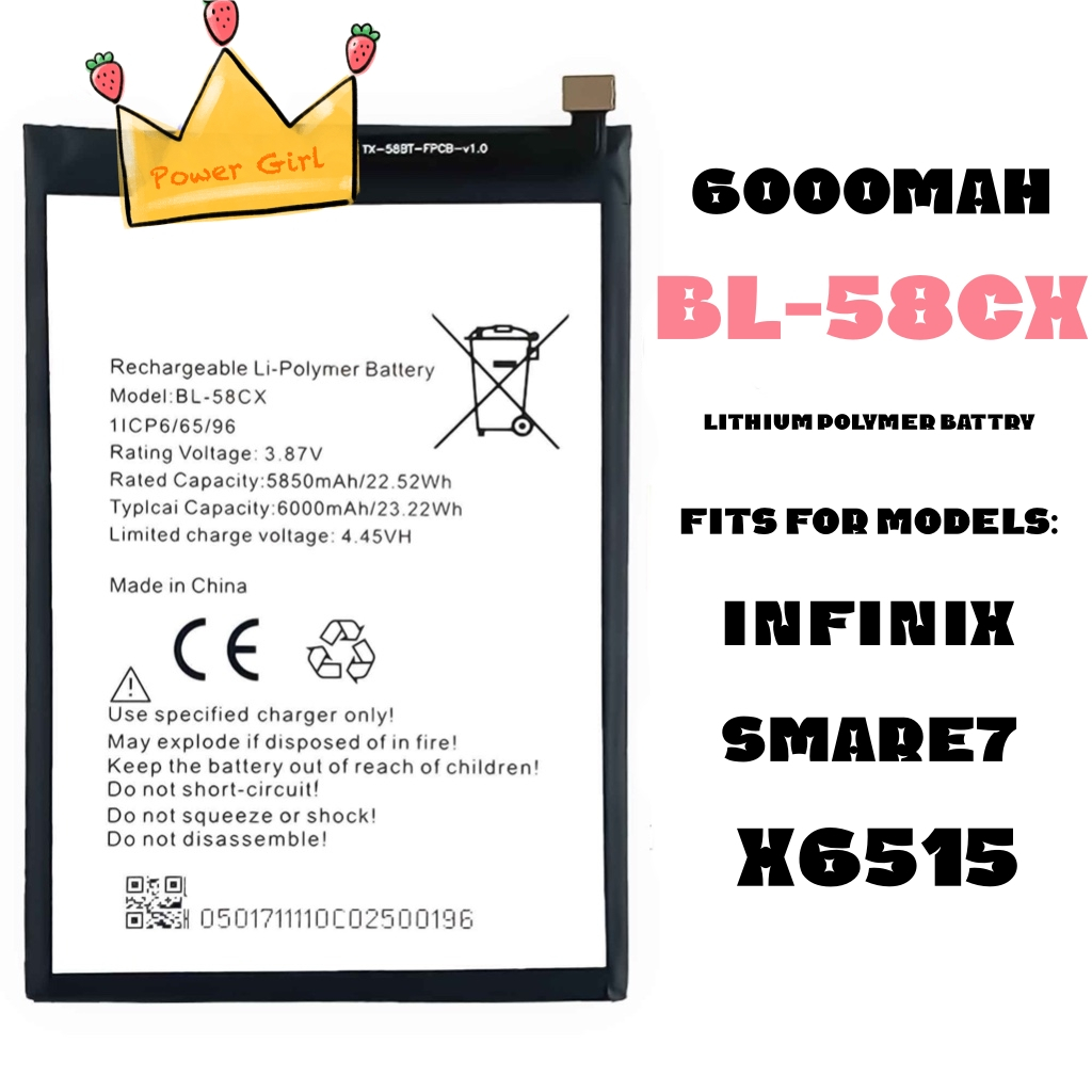 For Infinix Smart7/X6515 Battery BL-58CX Battery | Shopee Philippines