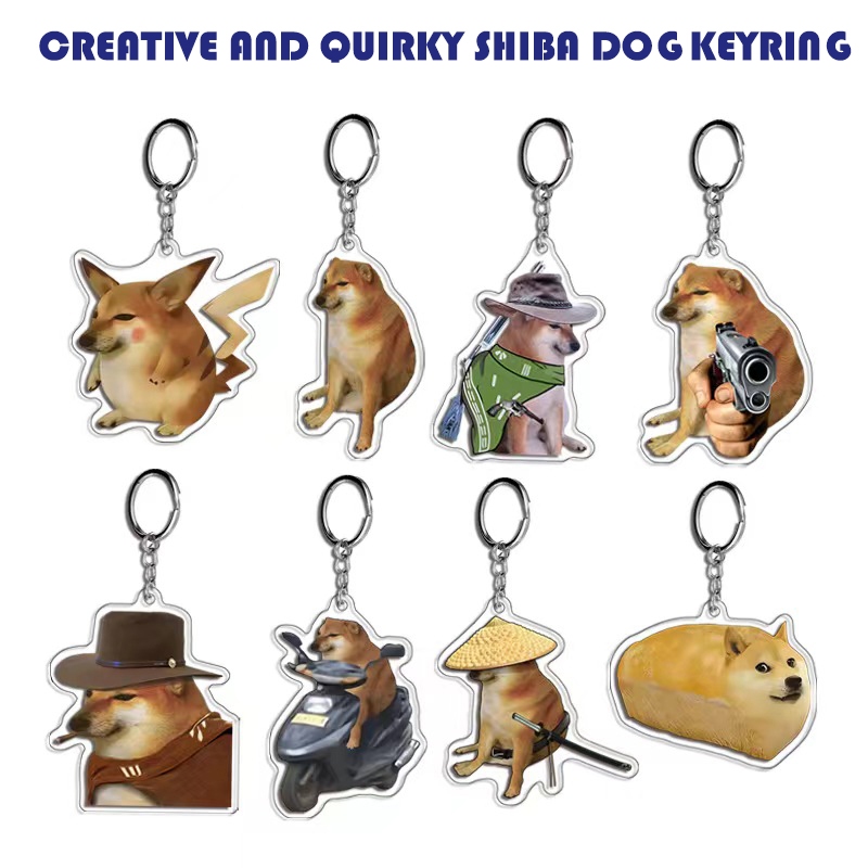 Acrylic Cheems Akita Dog Shiba Dog Creative Car Keychain Cute And Funny ...