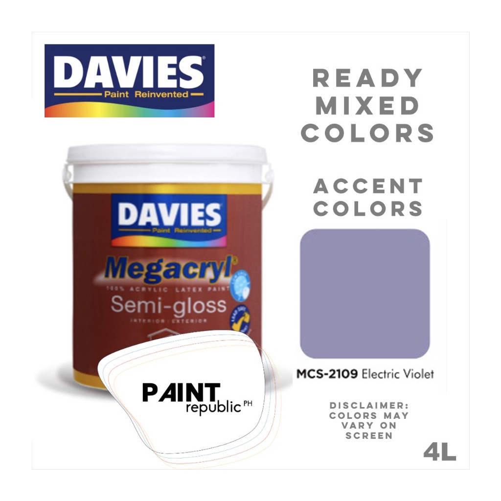 Davies MCS Semi Gloss Latex - Ready Mixed Colors-4L(GAL) | Shopee ...