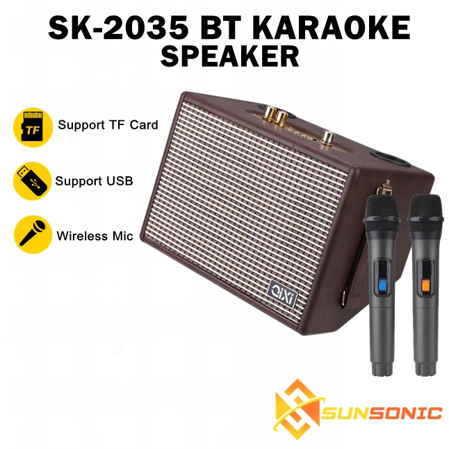 Sk-2035 Deep Sound Quality Portable Karaoke Bluetooth Speaker With Two Wireless Microphone ...