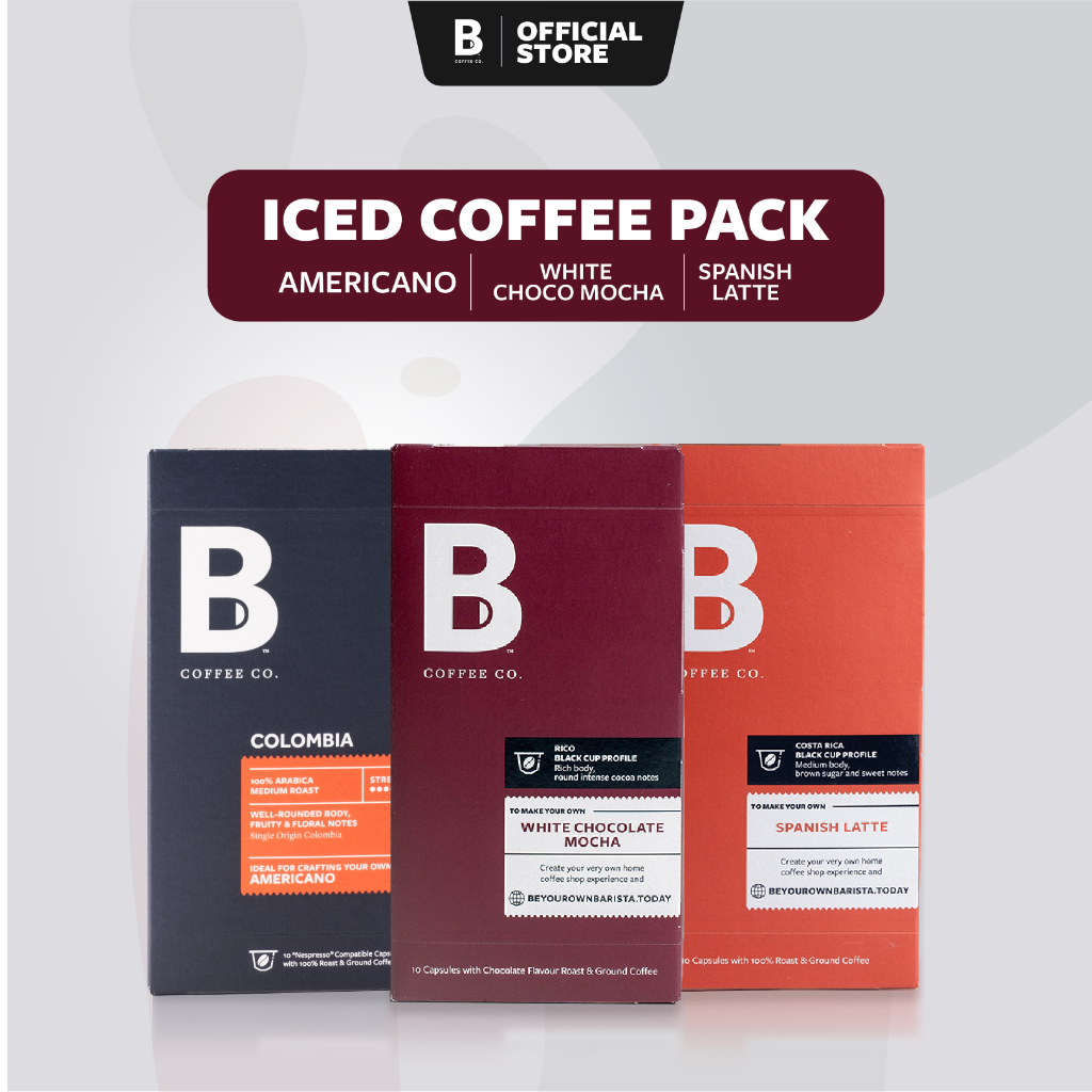 B Coffee Co. Iced Coffee Pack - 3 Packs of Nespresso Compatible Coffee ...