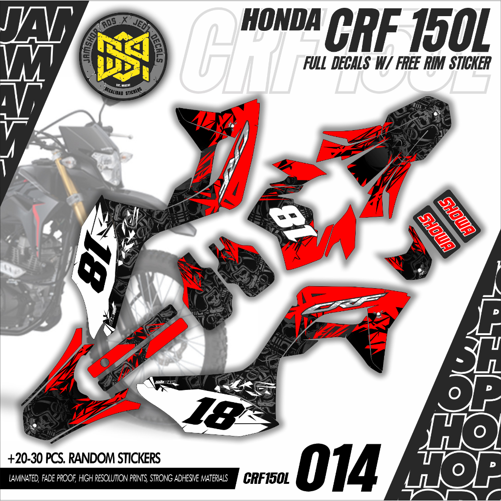 CRF 150L Honda Full Set Decals w/ FREE Rim Decals - Limited Edition ...