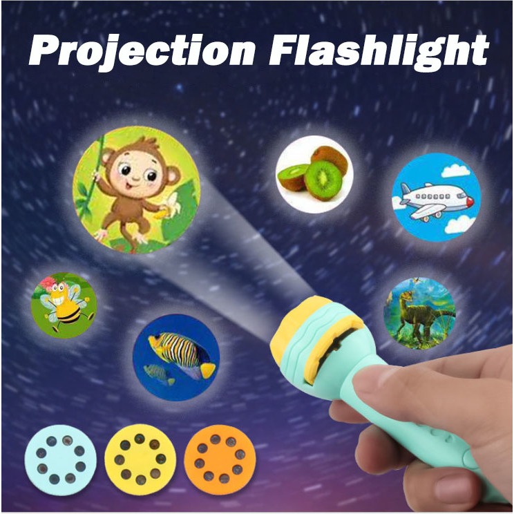 Flashlight Projector Torch Early Education Toys Cartoon Animal ...