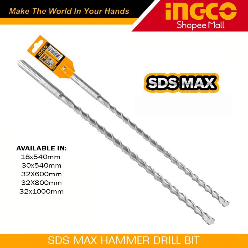 INGCO SDS MAX Masonry Hammer Drill Bit 540MM-1000MM Single Flute ...