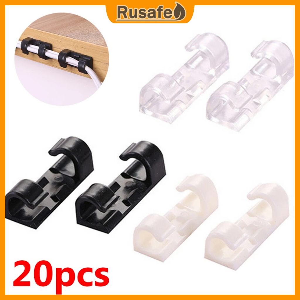 20PCS Cable Organizer Clips Strong Self-Adhesive Tape Wire Tidy Holder ...