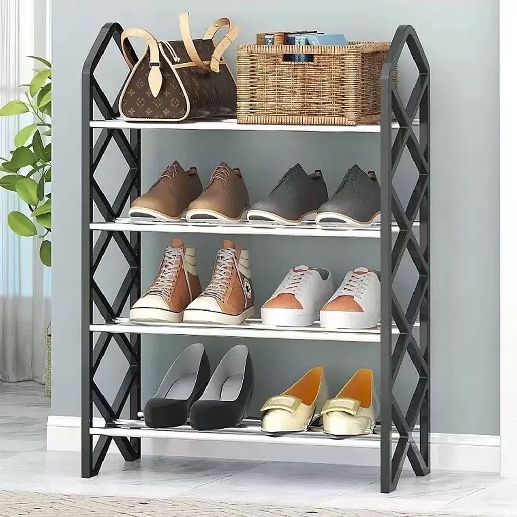 Smilee 4 layer Simple Multi Shoe Rack Stainless Steel Easy Assemble ...