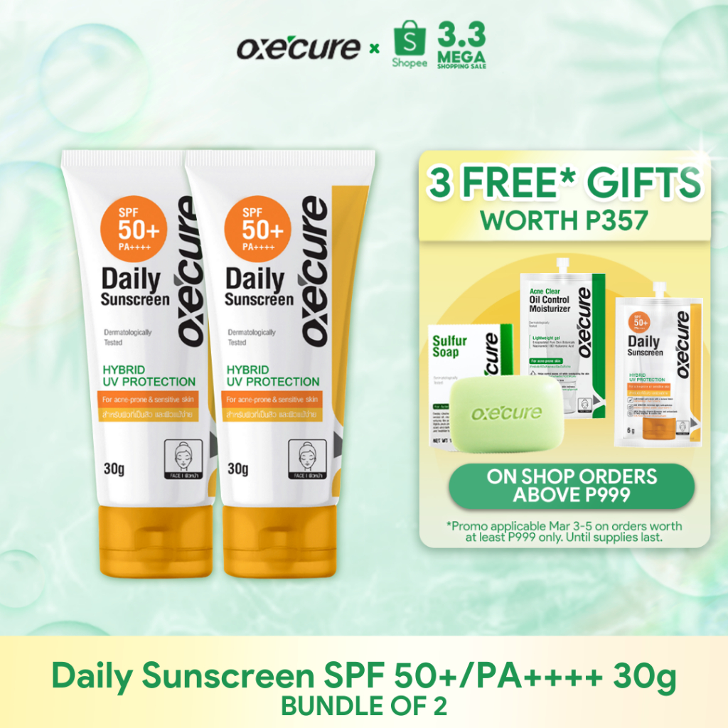 OXECURE Daily Sunscreen SPF 50+/PA++++ 30g, Bundle of 2 | Shopee ...