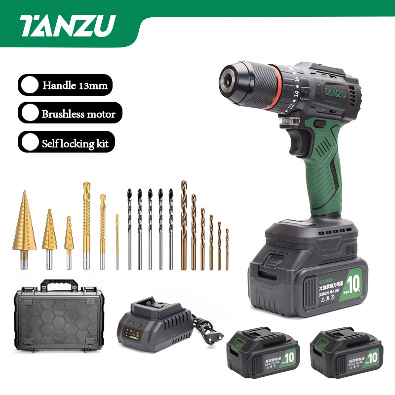 TANZU 13MM Cordless Drill Electric Hammer Impact 2 Battery With Case Screwdriver Accessories Shopee Philippines
