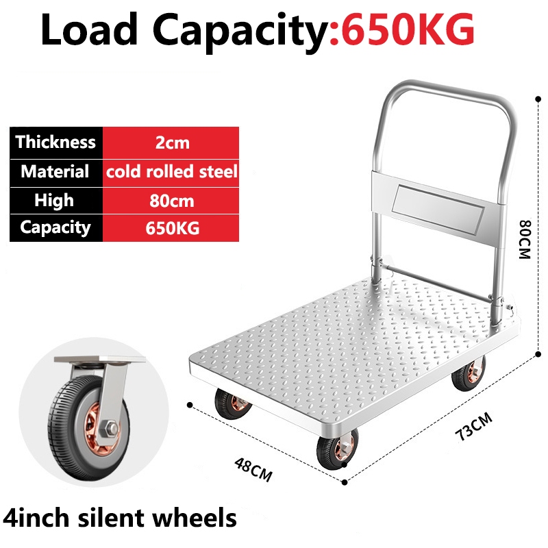 Foldable Trolley Cart Portable Cargo Cart Trolley Hand Truck Heavy Duty ...