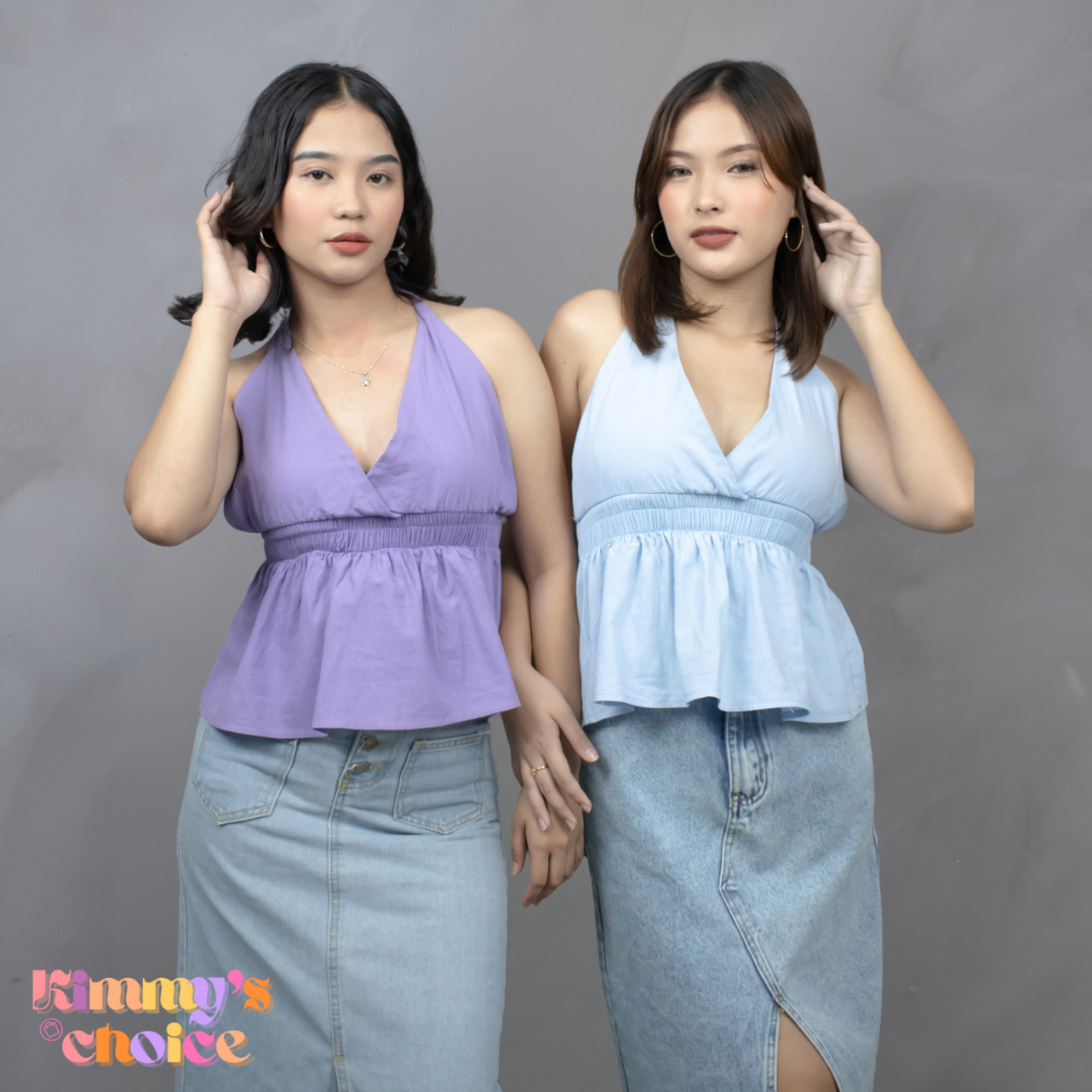 Kimmy's Choice - Holly Solid Backless Peplum Halter Top (Summery Top ...