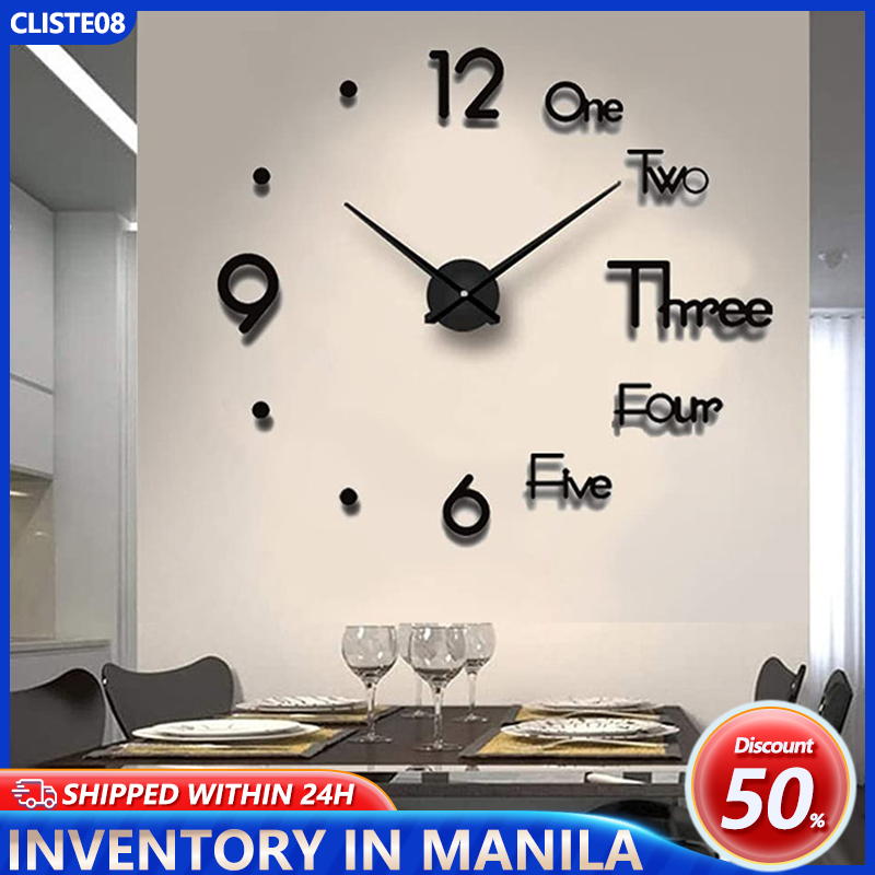 3d Modern Design Clock DIY Self-Adhesive Acrylic Digital Wall Clock for ...