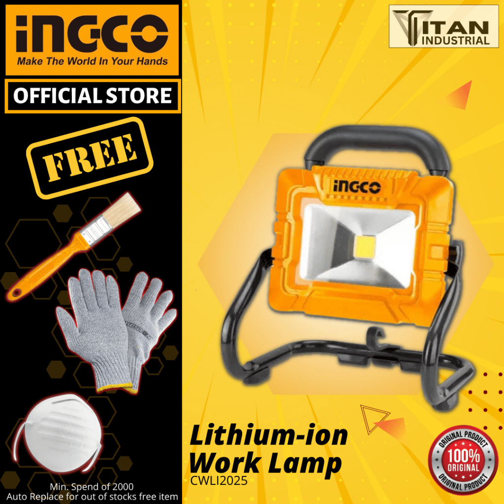 INGCO Cordless Work Lamp 20v (battery and charger SOLD seperately ...