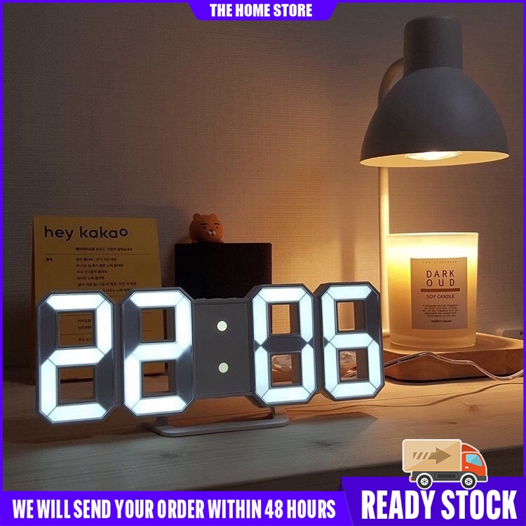 3D Smart Digital Clock LED Wall Clock Home Decro Alarm Clock With Voice ...