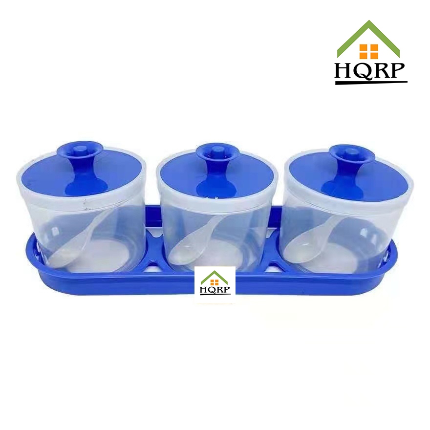 Plastic Pull Lock Canisters 3-pack With Teaspoons Included Sugar Spice ...