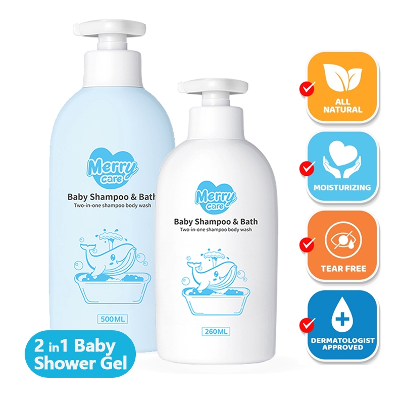 2 in1 Merry Care Baby Bath Soap Baby Wash and Shampoo 260ml/500ml Baby ...