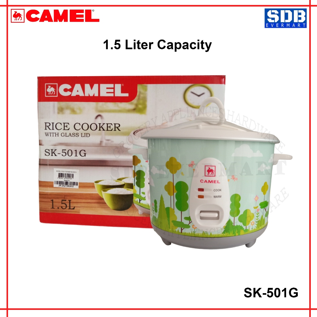 Camel Rice Cooker Glass Top Cover 8 Cups/1.5 Liter Capacity (SK501G ...
