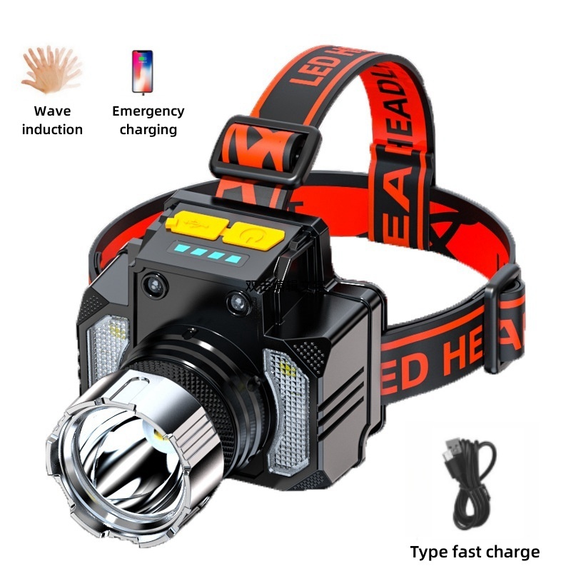 Headlight Rechargeable Flashlight Waterproof Induction Flashlight ...
