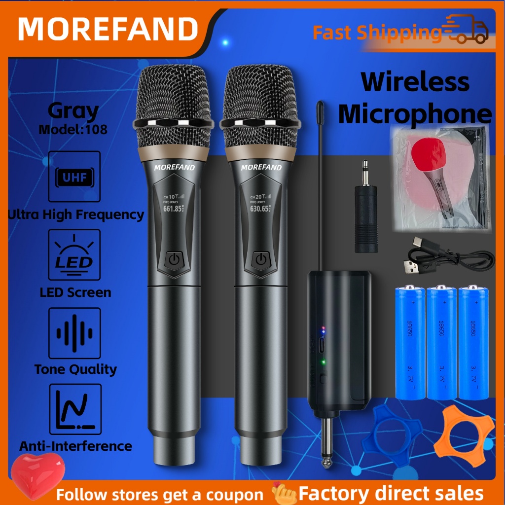 Wireless Microphone 108V1-S/108V2-S UHF charging microphone 1280mA ...