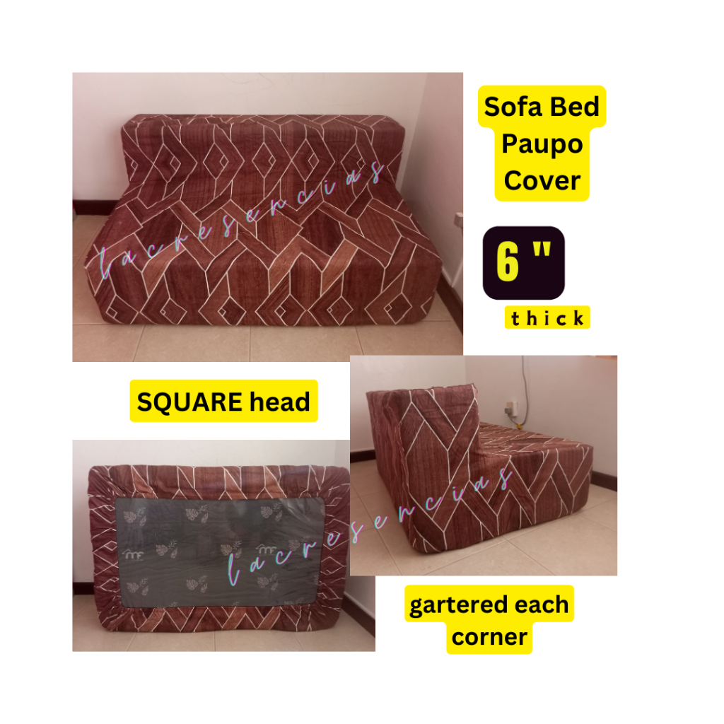 Paupo Cover for SQUARE Head SofaBed 6in thick Canadian Cotton | Shopee ...