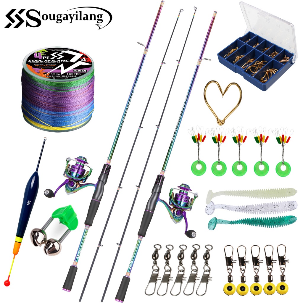 Sougayilang 1.8/2.1m 2 Sections 6-12lb Spinning Rod 5.0:1 1000-5000 ...