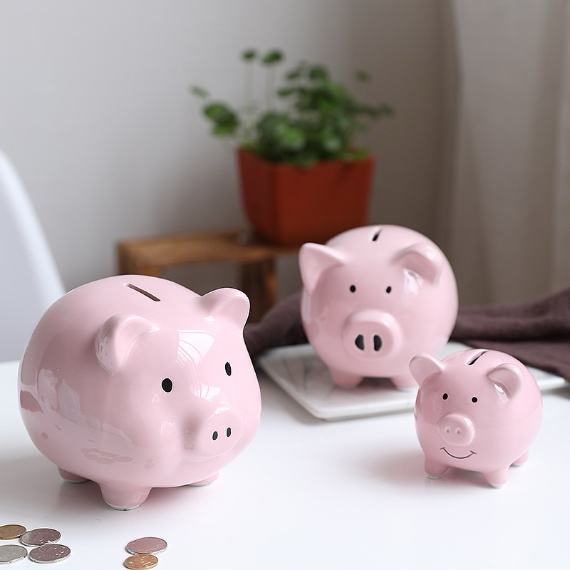 Mommy Piggy Pink Ceramic Money Bank Saving Organizer Home Decoration ...
