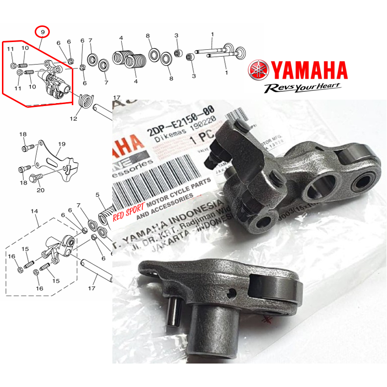 ROCKER ARM ( INTAKE ) FOR NMAX V1 / V2 & AEROX V1 / V2 2DP-E2150-00 ...
