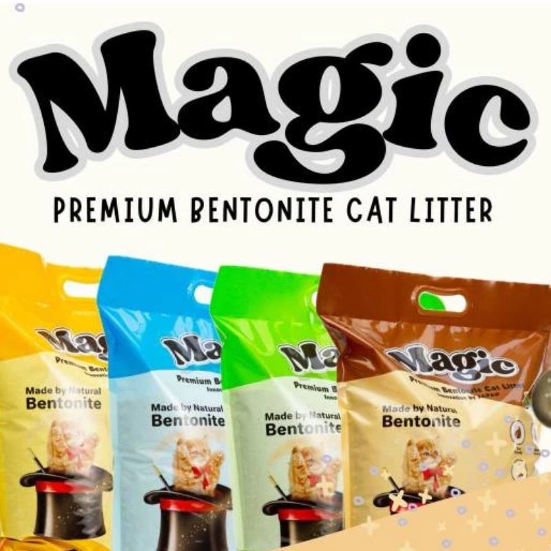 10L 8kg Bentonite Magic Cat Litter Sand Food Odor Control Clumping ...