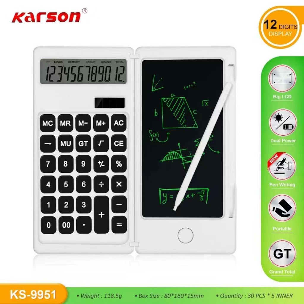 Desktop Calculators with Writing Tablet School Supplies Dual Powered ...