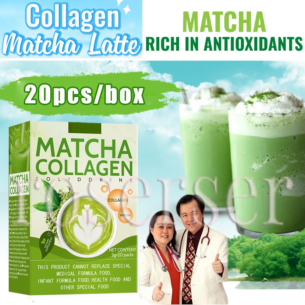 20PCS/BOX Matcha Collagen Latte Powder Weight Loss Body Detox Healthy ...