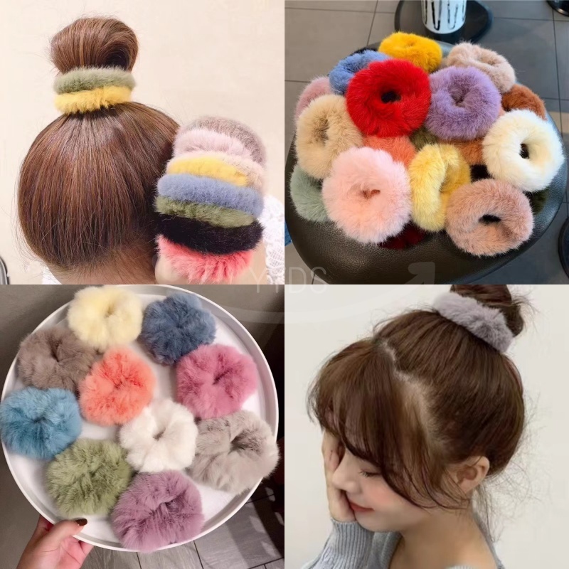 YYDS Cute Plush Hair Rope Head Rope Fashion Girl Hair Rope Simple ...