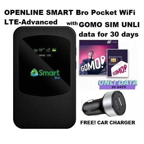 OPENLINE SMART Bro Pocket WiFi LTE-Advanced (Greenpacket M2A) w/ GOMO SIM UNLI data for 30 days ...