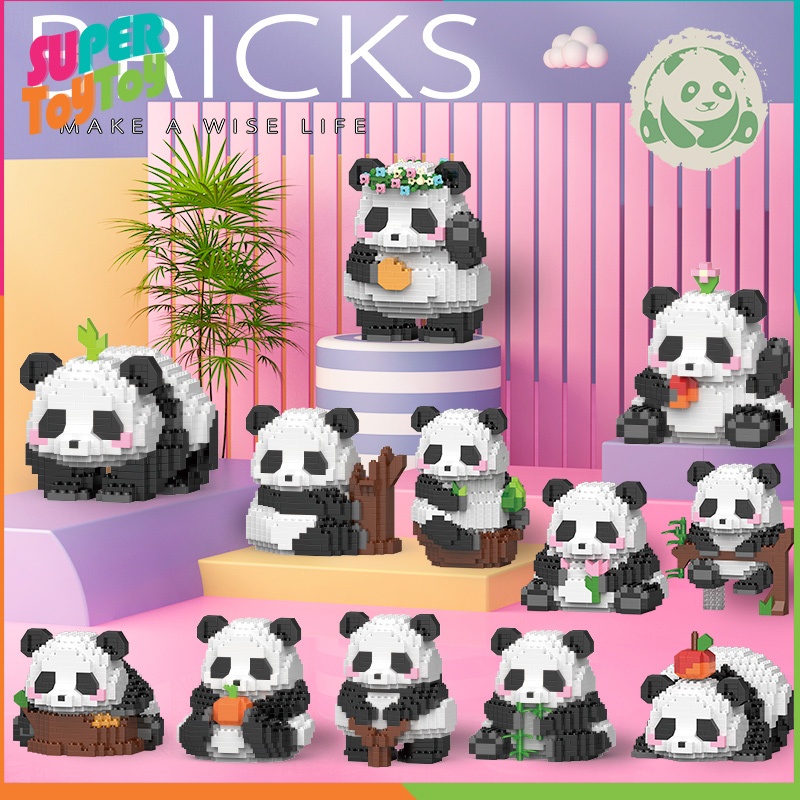 Cute Cartoon Panda Huahua Buildings Set Toys Animals 3D Model Building ...