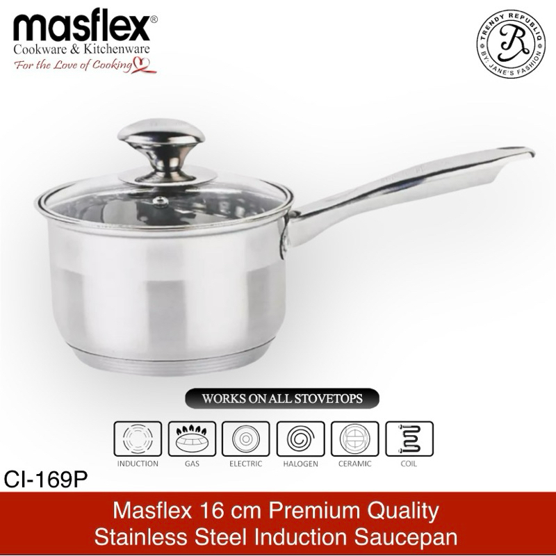 Masflex 16 cm Premium Quality Stainless Steel Induction Saucepan with ...