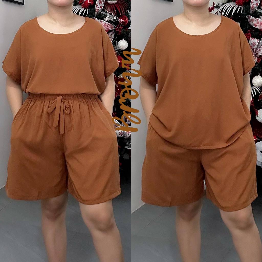 Challis Blouse Short Terno for Chubby size with 2 side pockets 2 ...