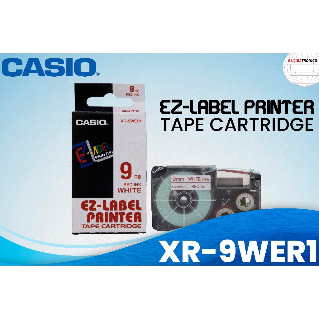 CASIO Label Tape Red Ink on White Color Tape 9mm | Shopee Philippines
