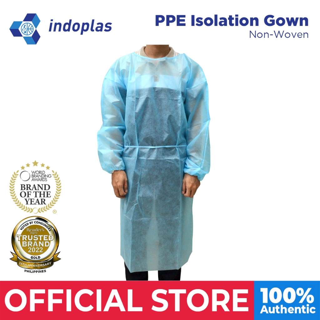 Indoplas PPE Isolation Gown Non-Woven (Blue) | Shopee Philippines