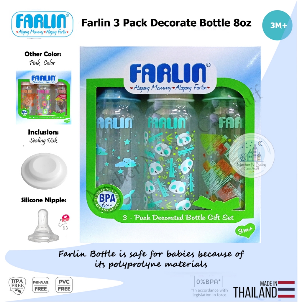 Farlin 3 Pack Decorated Bottle Blue 9oz | Shopee Philippines
