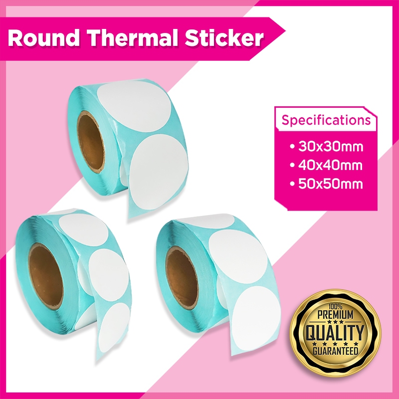 Thermal sticker paper round (30X30MM) (40X40MM) (50X50MM) | Shopee ...