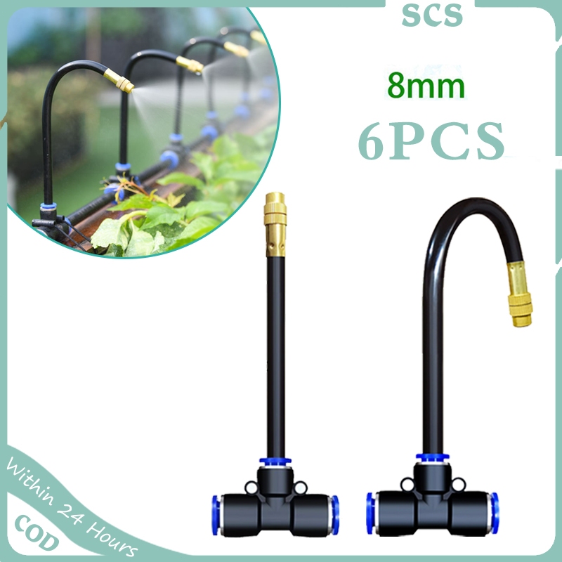 6pcs Brass Misting Nozzles 8mm Straight Push Lock Joint360° Free ...